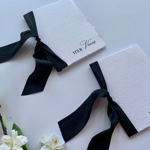 Wedding Vow Book- Deckled Edge Booklet- Handmade Paper With Silk Ribbon ...