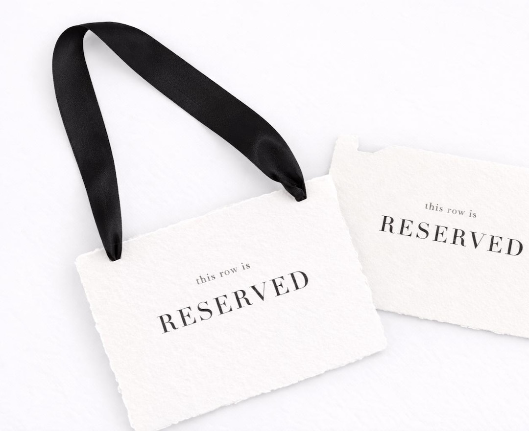 Reserved Row Wedding Sign – Handmade Deckled Edge Paper, Silk Ribbon - Etsy