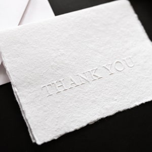 Embossed Thank You Card (sold in Sets of 10)- Deckled Paper Card ...