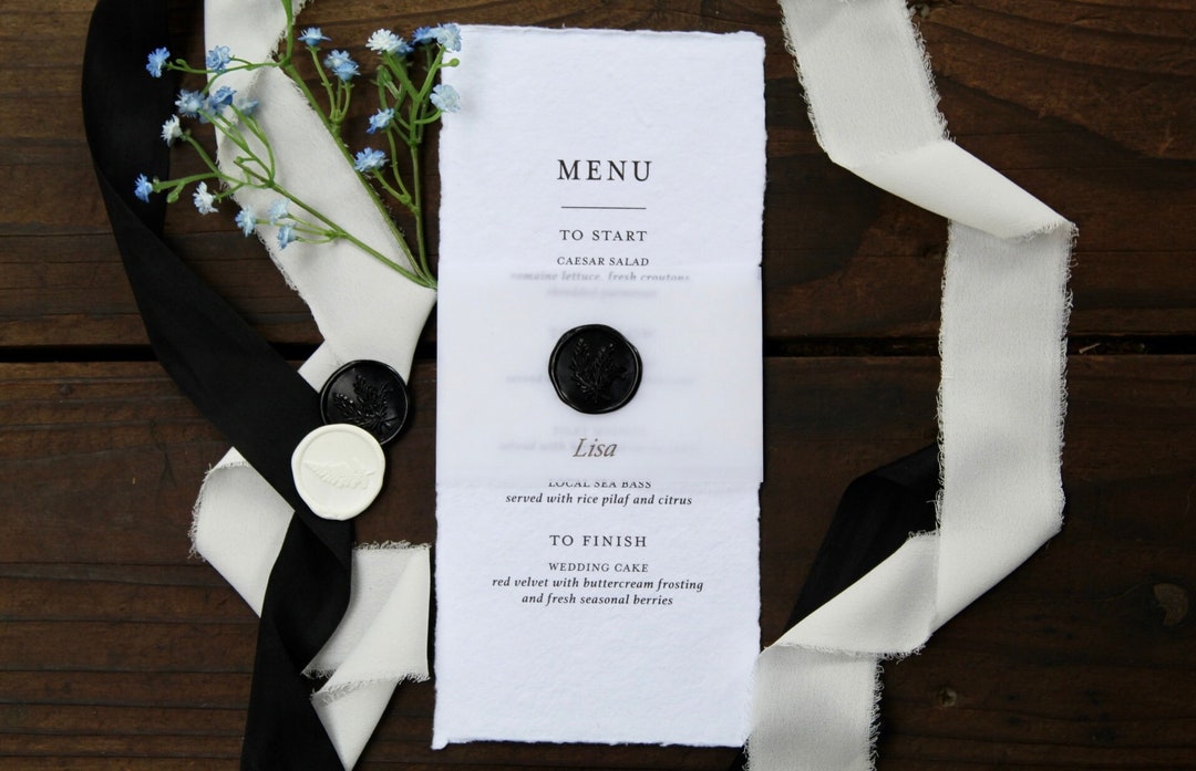 Modern Minimalist Deckled Edge Menu (set of 10) - Etsy