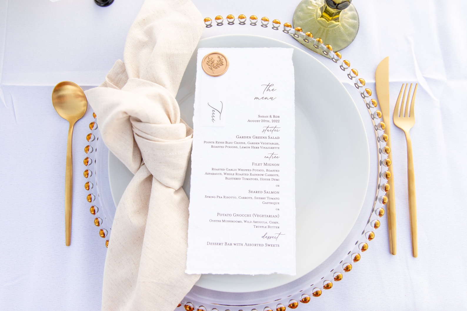 Deckled Edge Menu With Place Card set of 10 - Etsy