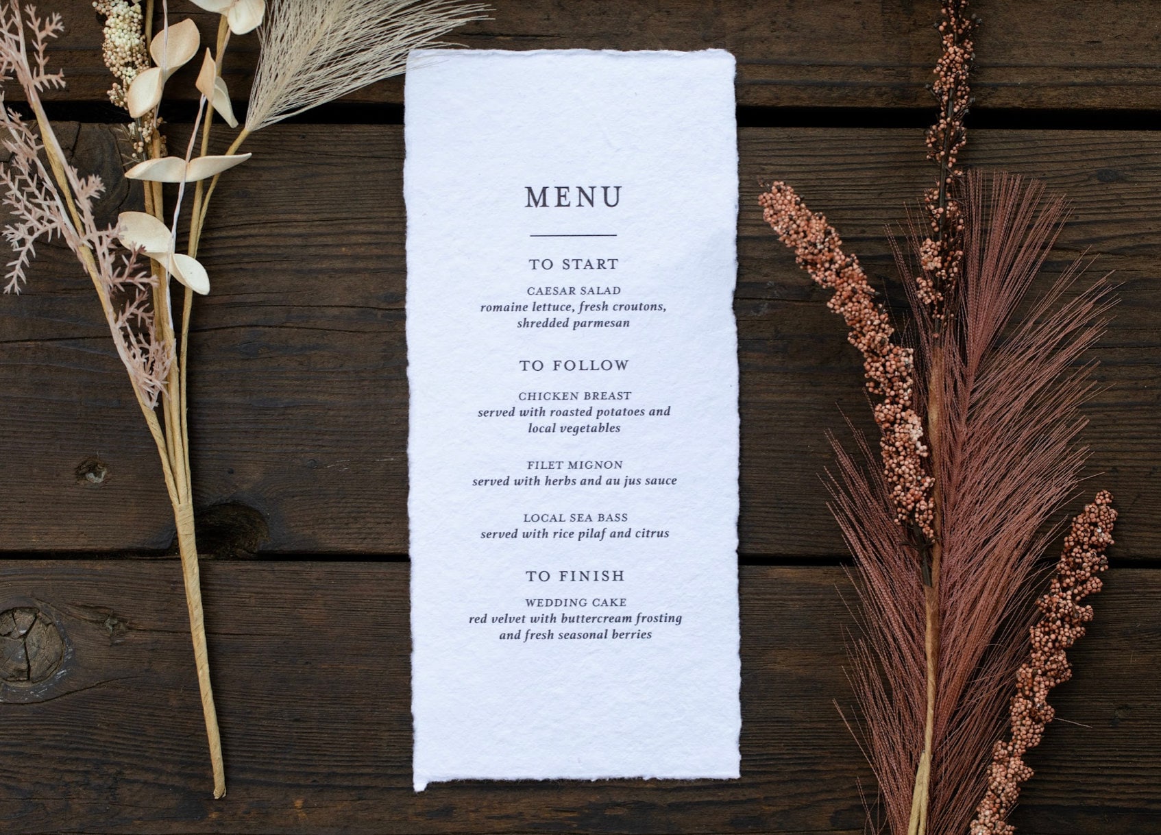 Modern Minimalist Deckled Edge Menu set of 10 - Etsy