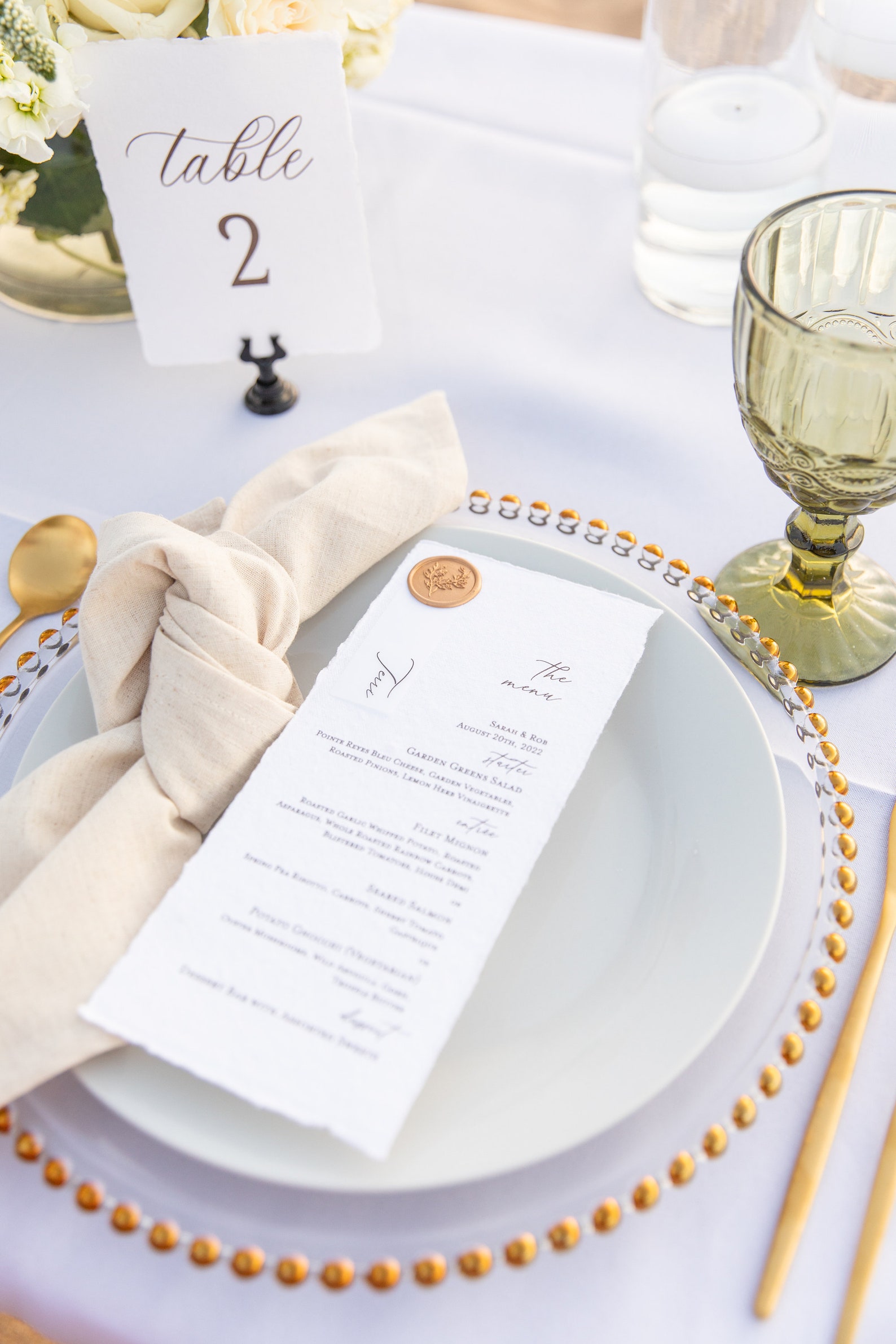 Deckled Edge Menu With Place Card set of 10 - Etsy