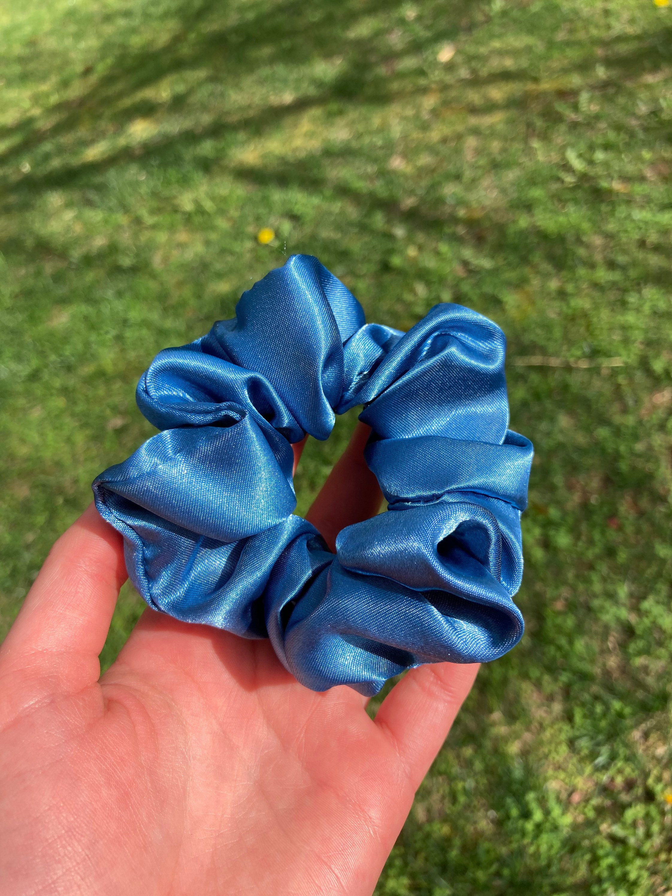 Cornflower blue satin scrunchie | Etsy