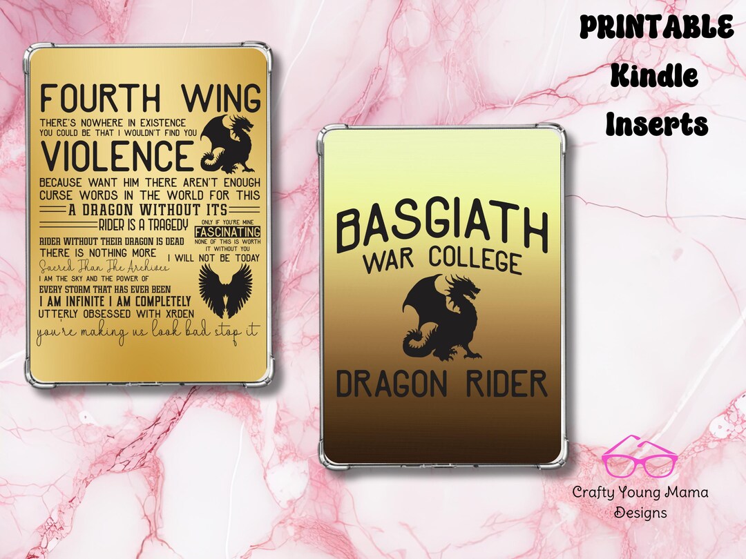 FOURTH WING INSPIRED Set of 2 Printable Kindle Case Inserts | Digital ...