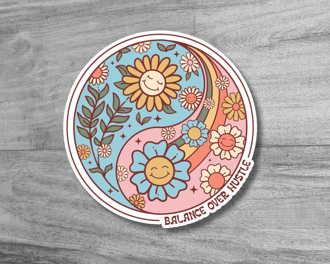 Balance Over Hustle Yin Yang Vinyl Sticker Waterproof Sticker Celestial ...