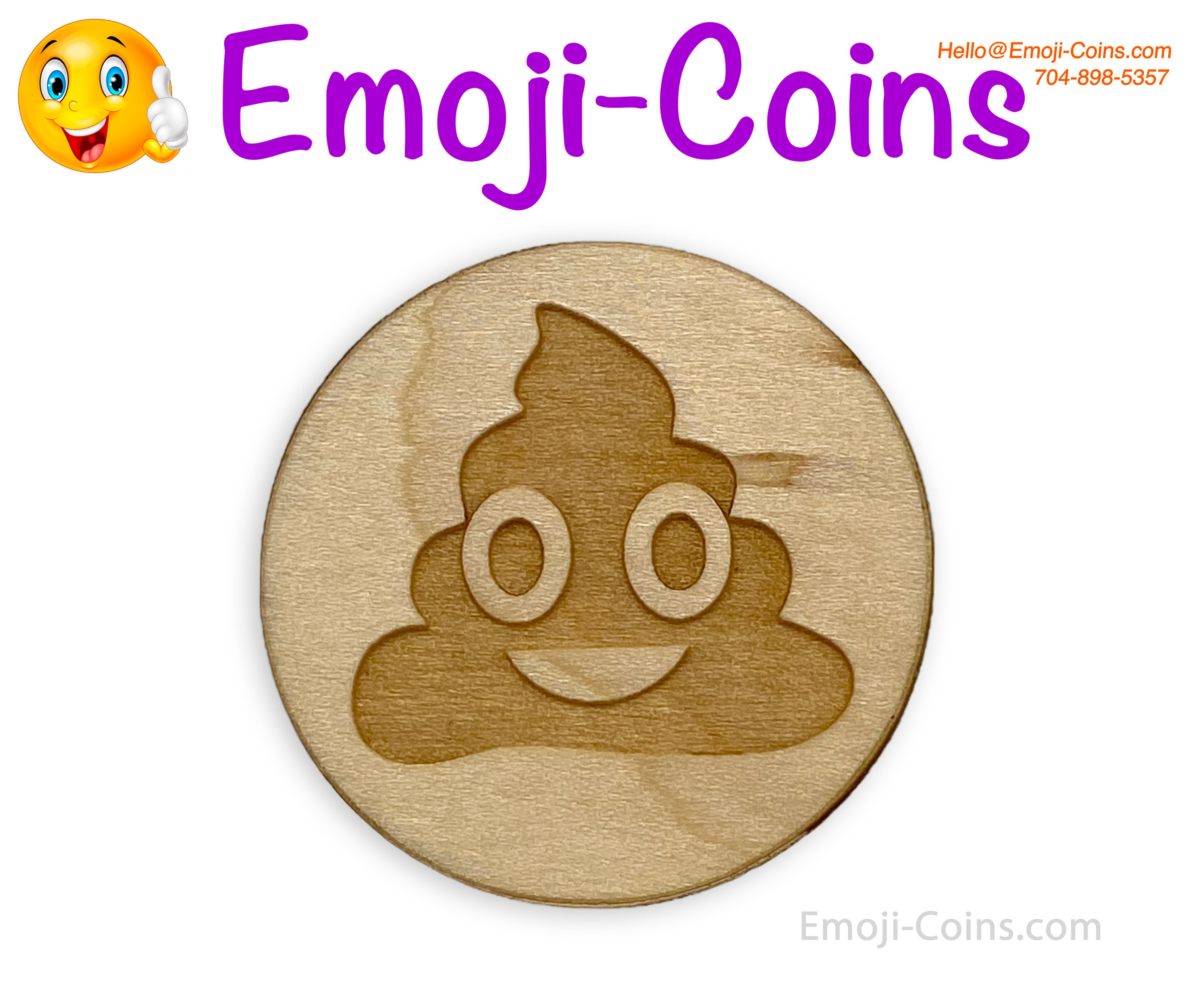 Smiling Pile of Poo Emoji-coin | Custom Laser Engraved Medallions Made ...