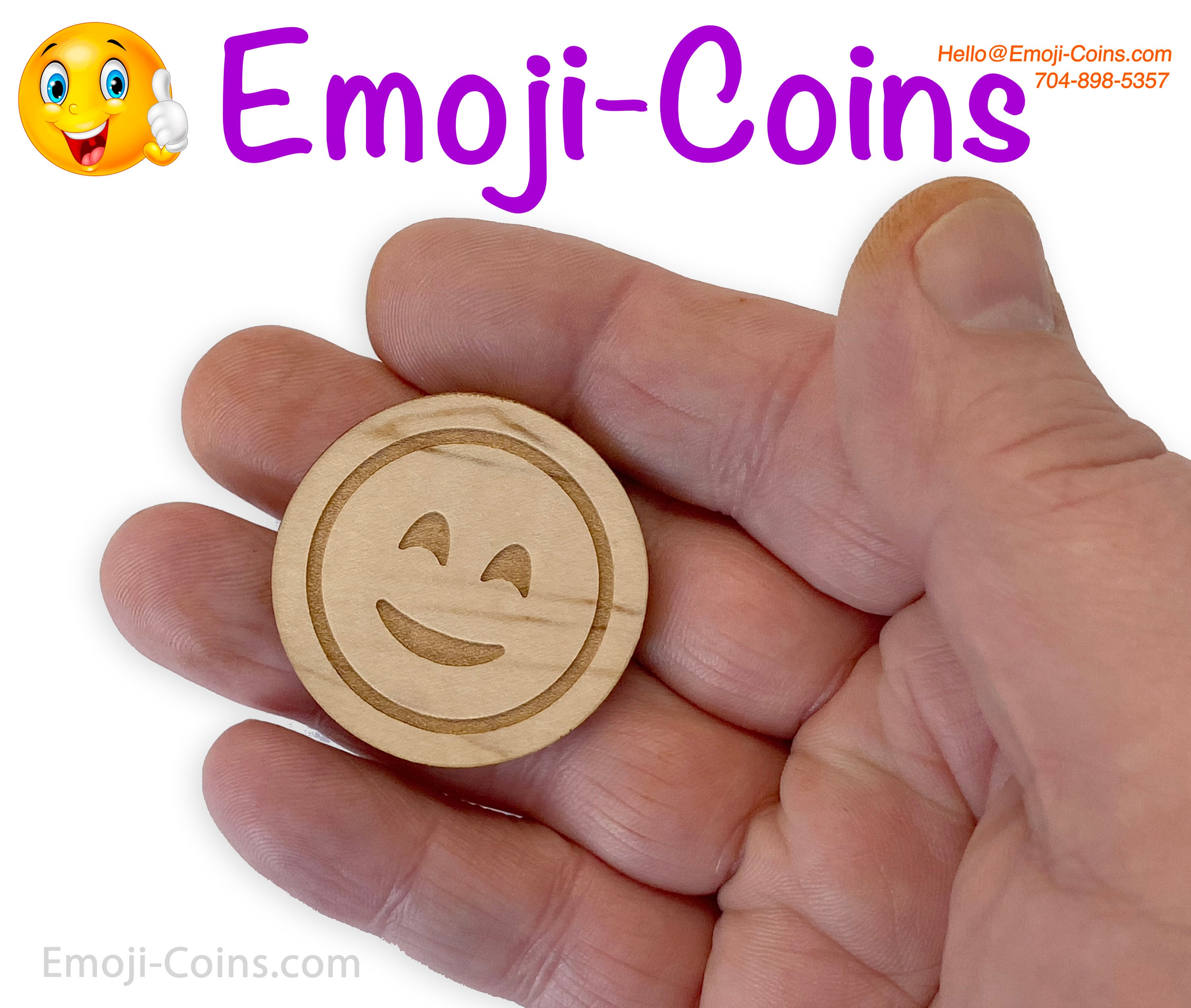 Smiling Eyes Emoji-coin Custom Personalized Messages Tough Times ...