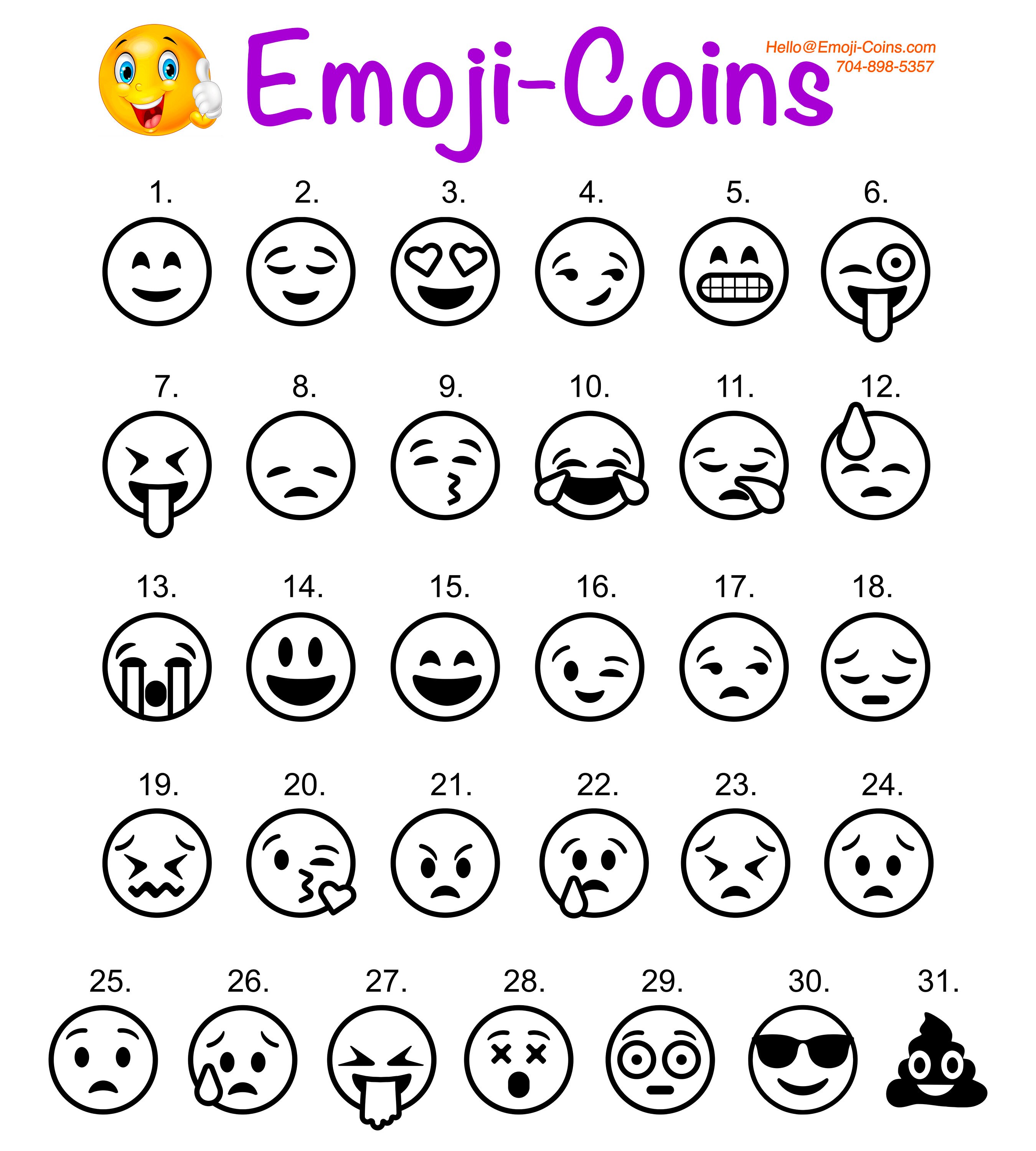 Persevering Face Emoji-coin | Custom Laser Engraved Tokens With ...