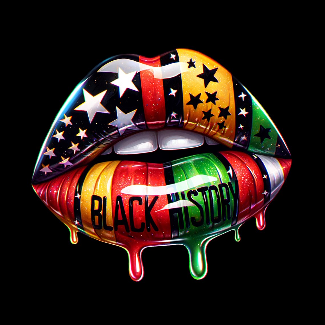 Lips Black History Sublimation Drip PNG - Etsy