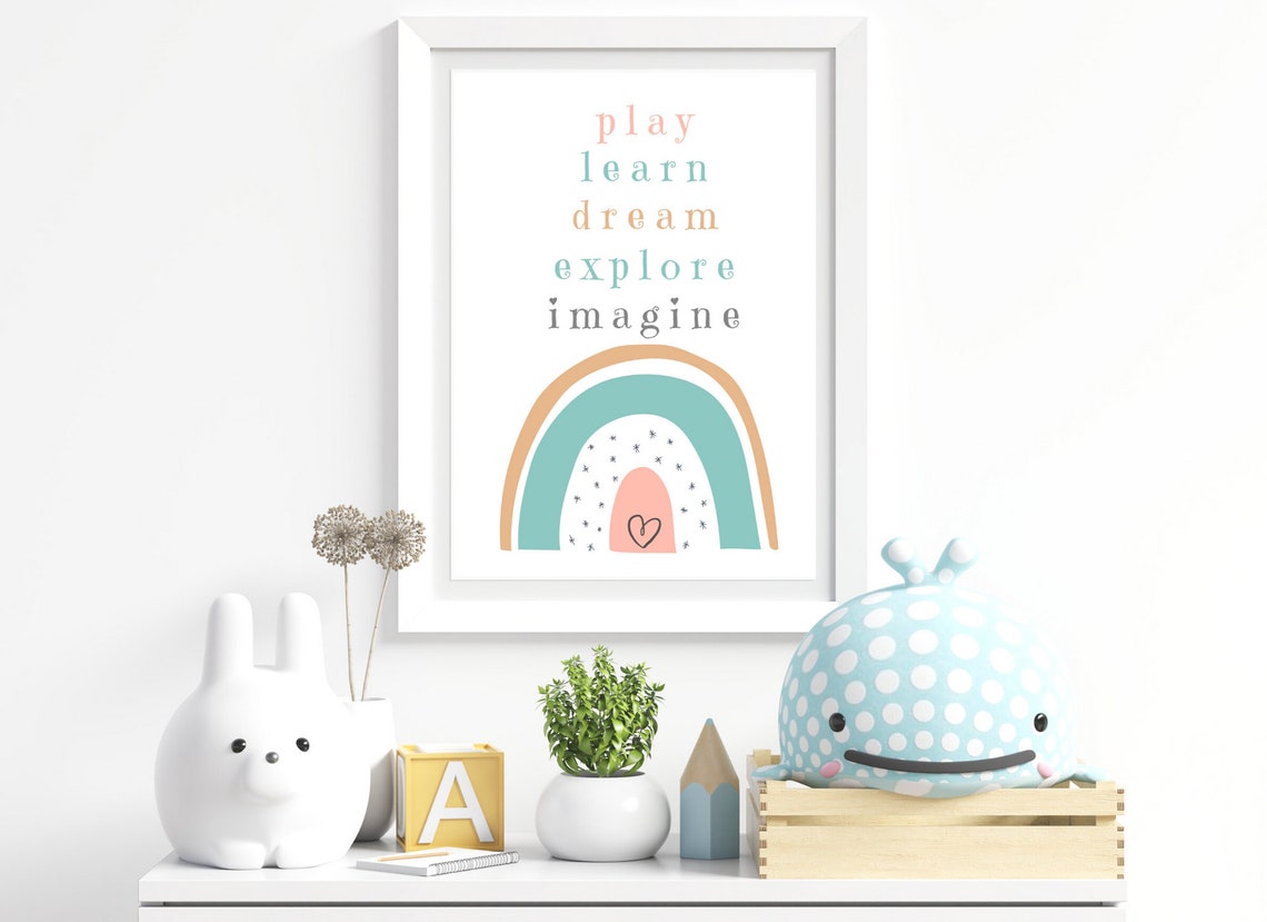 ABC 123 Rainbow 3 Art Prints Alphabet Kids Room Decor 123 - Etsy