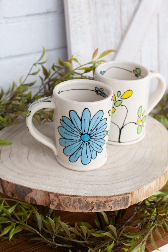 Flower Mug Handmade Pottery Ceramic Mug Porcelain Mug | Etsy