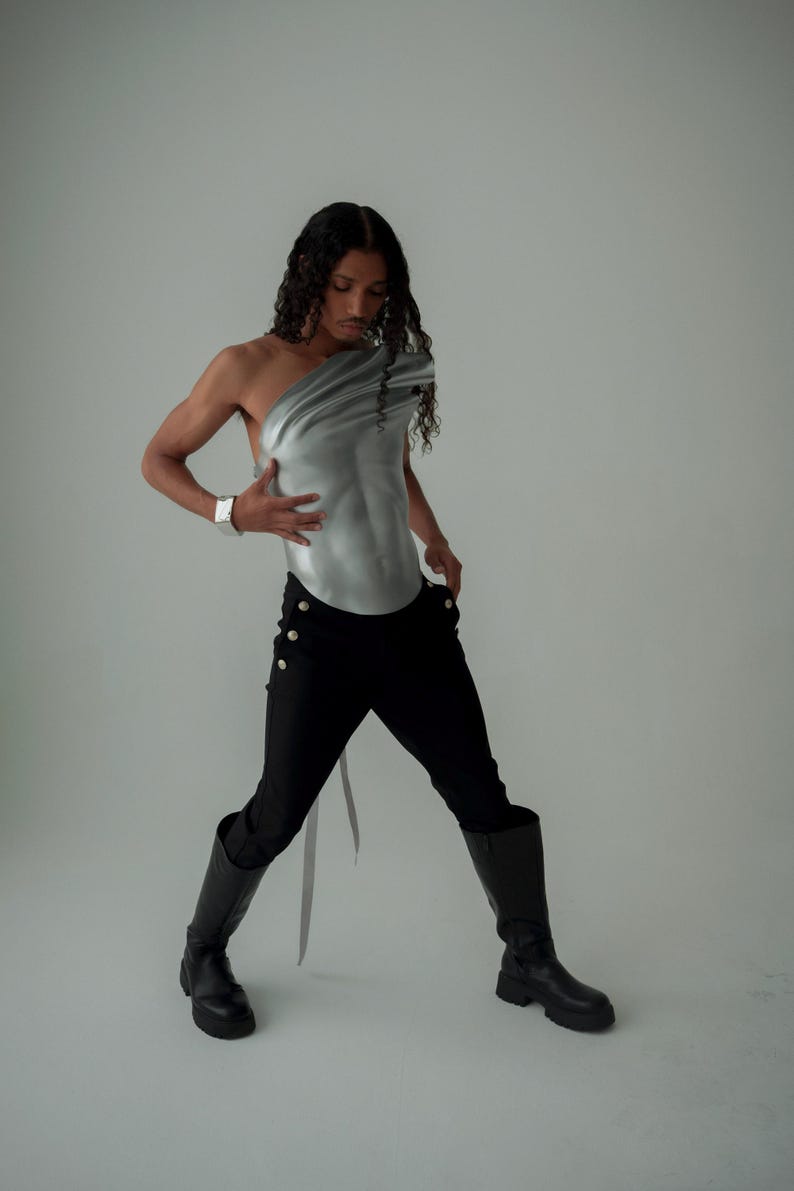 Metallic Sculpted Corset, Futuristic Torso Armor, Runway Editorial ...