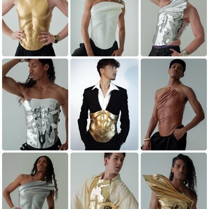 Men's Silver Metallic Corset Armor: Royal Chromium Fashion Top - Etsy