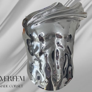 Men's Silver Metallic Corset Armor: Royal Chromium Fashion Top - Etsy