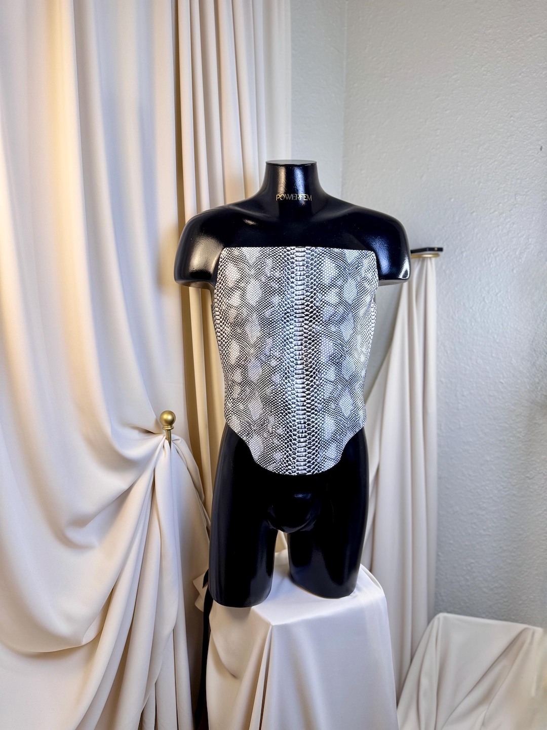Silver Snake Print Corset Avant Garde Sculptural Bustier Lace up Armor ...