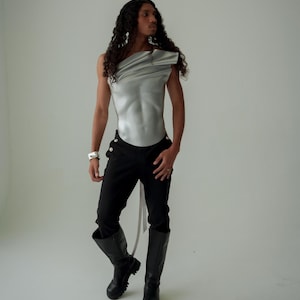 Men's Silver Metallic Corset Armor: Royal Chromium Fashion Top - Etsy