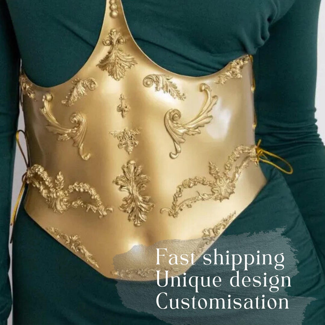 Gold Baroque Corset Belt: Metallic Y2K Rave Costume - Etsy