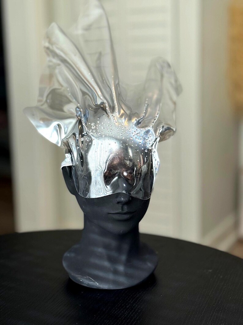 Clear Futuristic Face Mask: Sculptural Headpiece, Rave Festival Costume ...