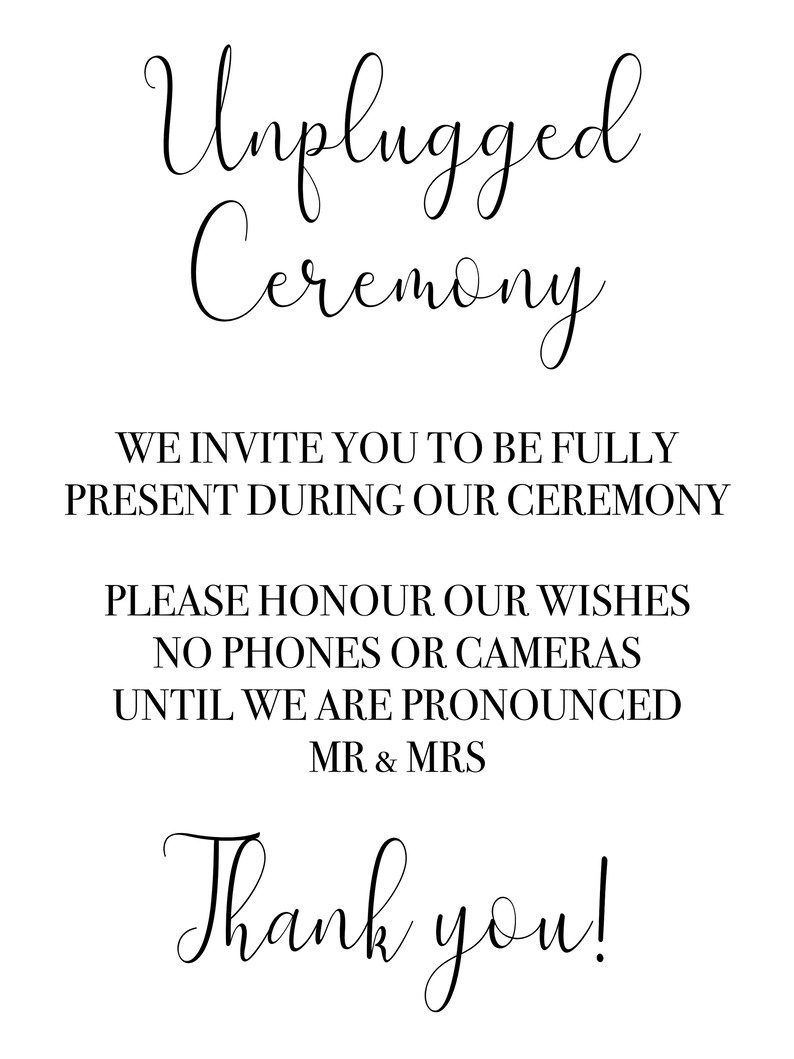 Unplugged Ceremony Unplugged Ceremony Sign Wedding Sign - Etsy