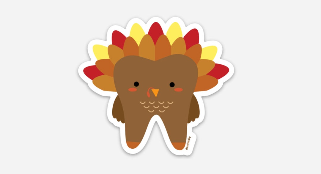 Tooth Sticker, Turkey, Thanksgiving, Dental Sticker, Dentist, Dental ...