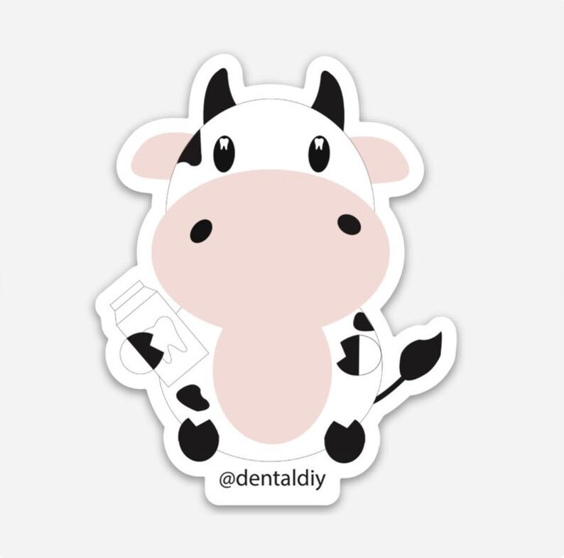 Cow Sticker, Dental Sticker, Tooth Sticker, Dental, Dentistry, Dentist ...