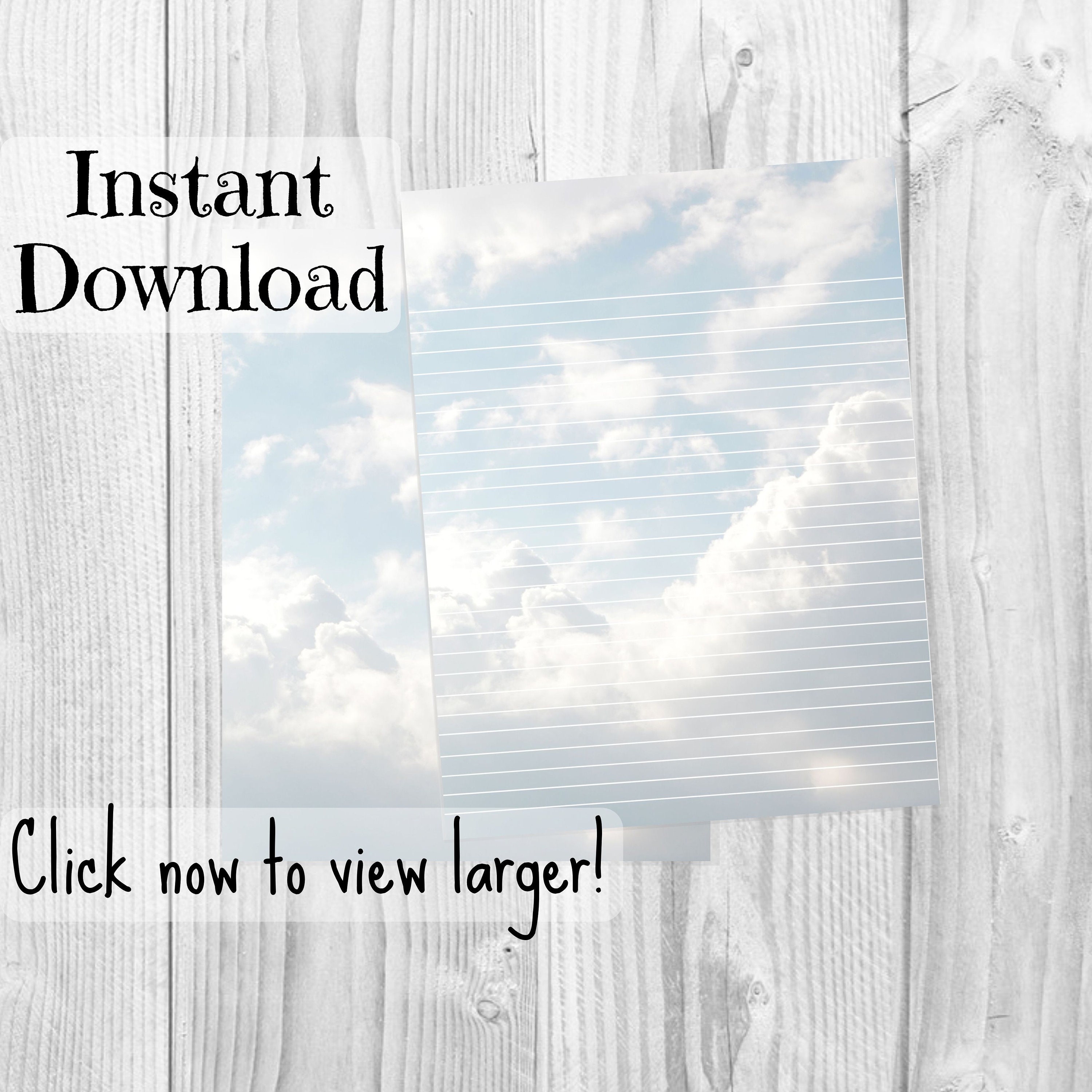 Cloud Printable Stationery 8.5x11 Sky With Clouds Paper | Etsy