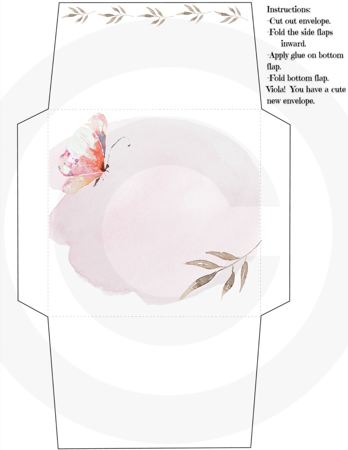 Watercolor Butterfly Printable Stationery With Envelope Girly - Etsy