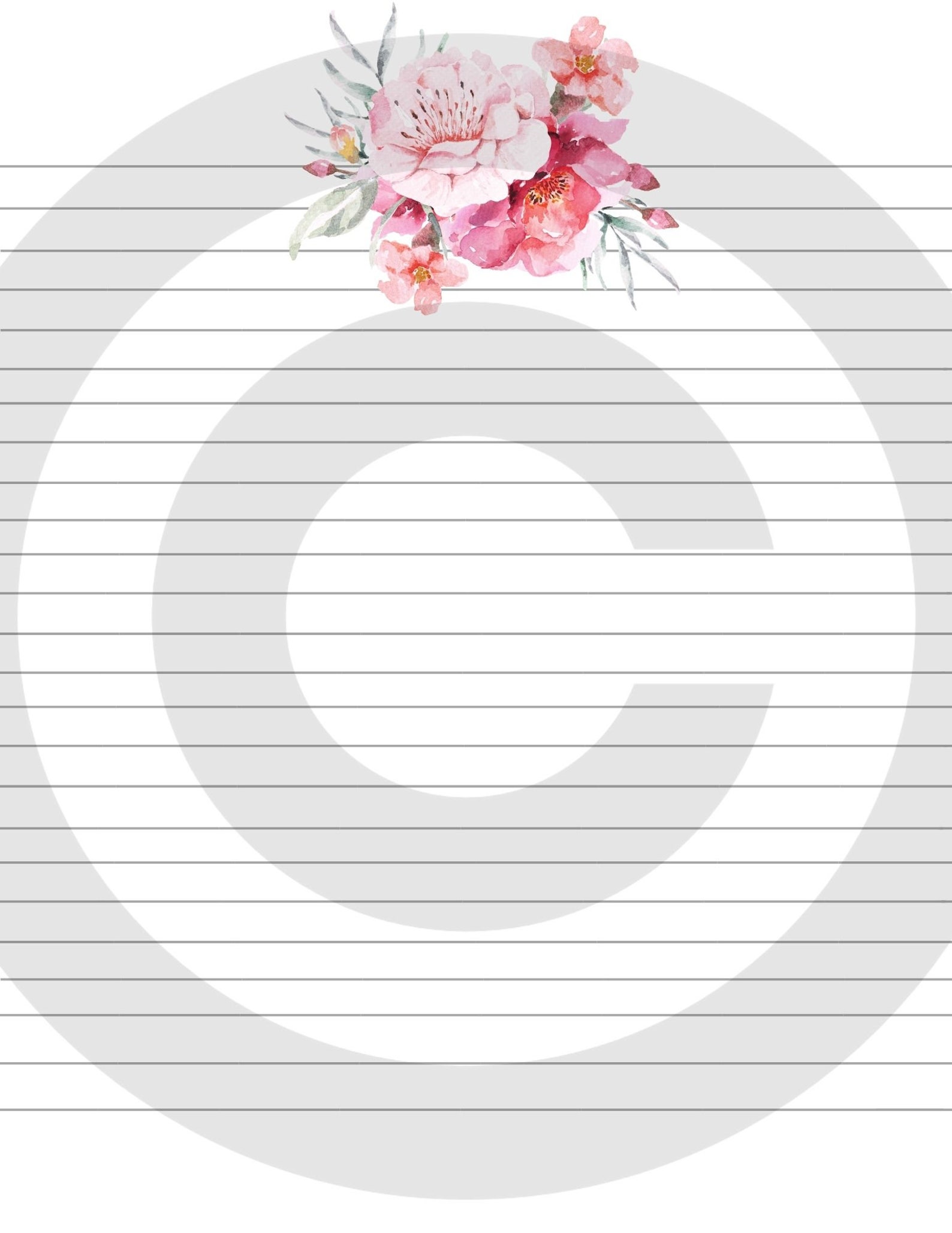 Pink Watercolor Flowers Printable Stationery 8.5x11 - Etsy