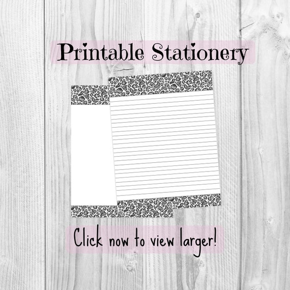 Gray Cheetah Print Printable Stationery 8.5x11 Animal Print | Etsy