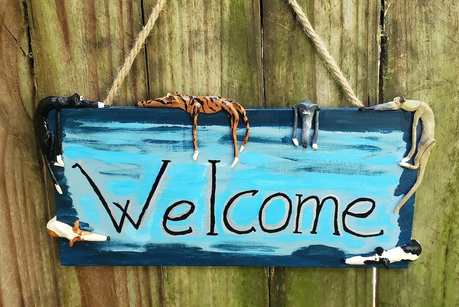 CUSTOM MADE Cute Dog Welcome Sign / Greyhound Welcome Sign / Dog Home ...