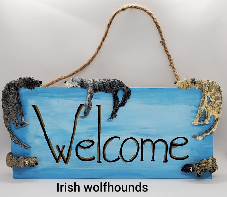 CUSTOM MADE Cute Dog Welcome Sign / Greyhound Welcome Sign / Dog Home ...