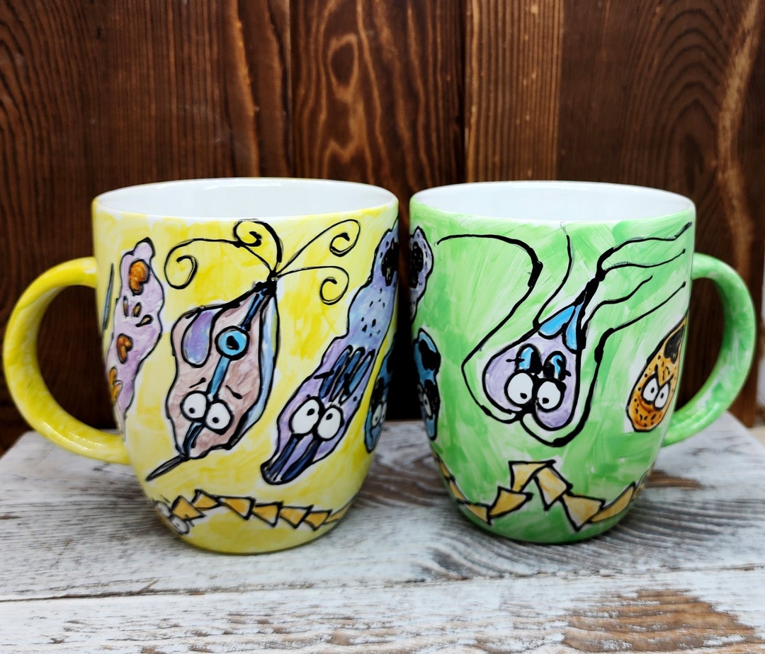 Cute Parasite Mug / Hand Painted Parasite Mug / Cute Nerdy Mug / Funny ...