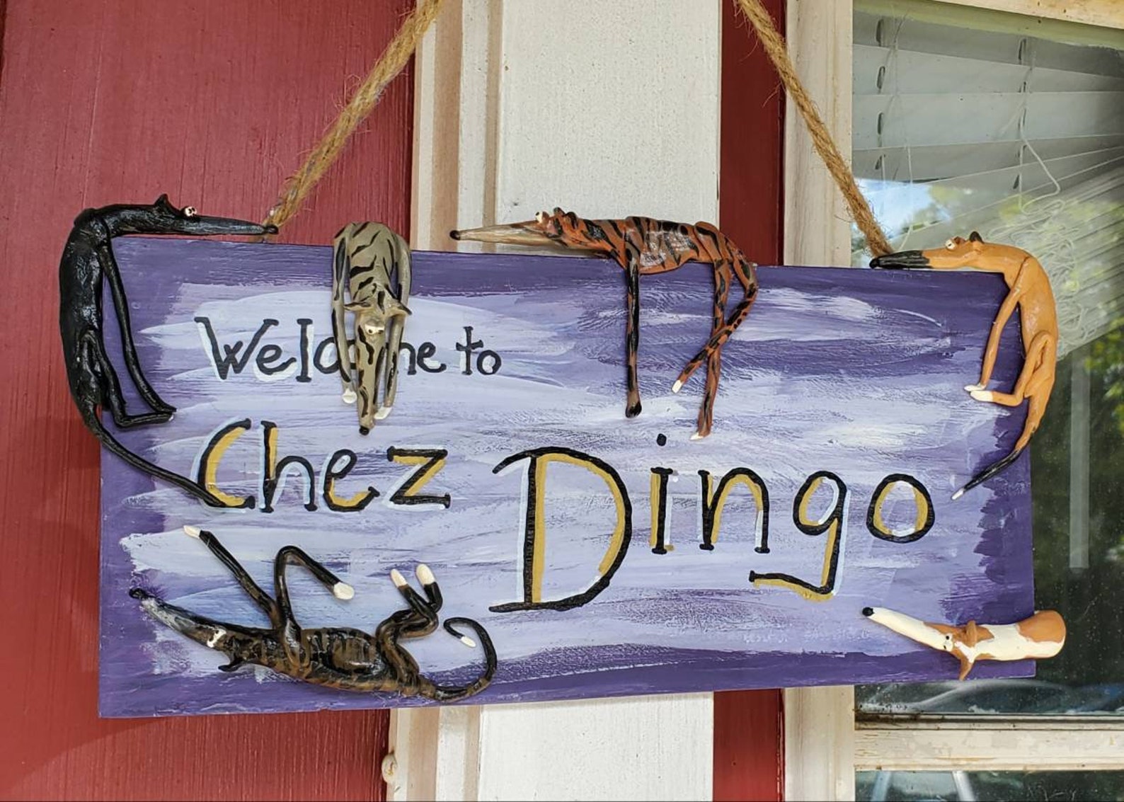 CUSTOM MADE Cute Dog Welcome Sign / Greyhound Welcome Sign / Dog Home ...