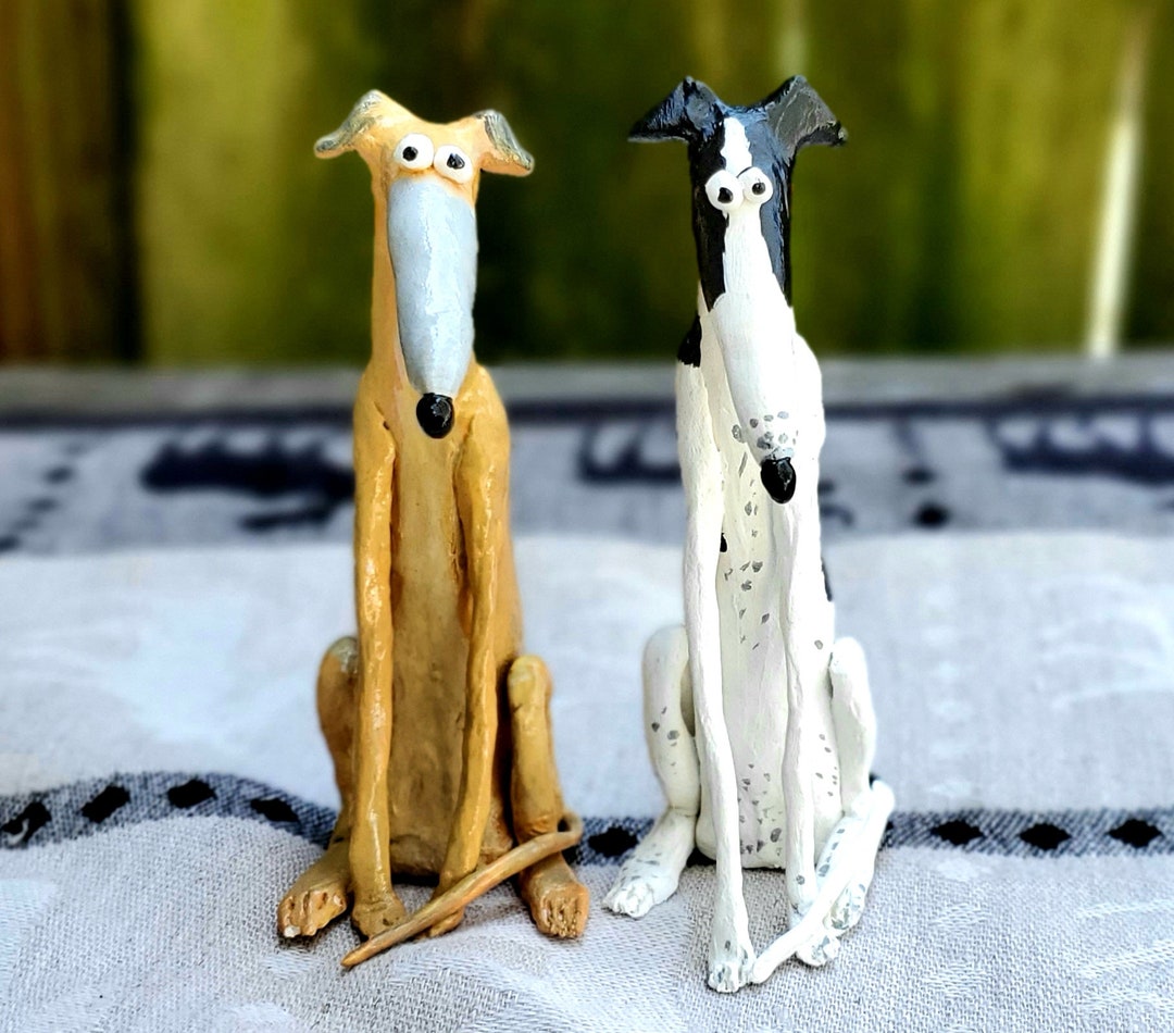 MADE TO ORDER Cute Greyhound Figurine / Greyhound Sculpture / Cute Clay ...