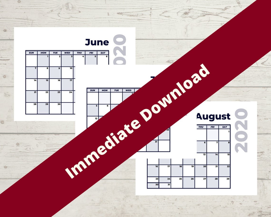 2020-2021 Printable Calendar | Digital Download | Letter 8.5" X 11 ...