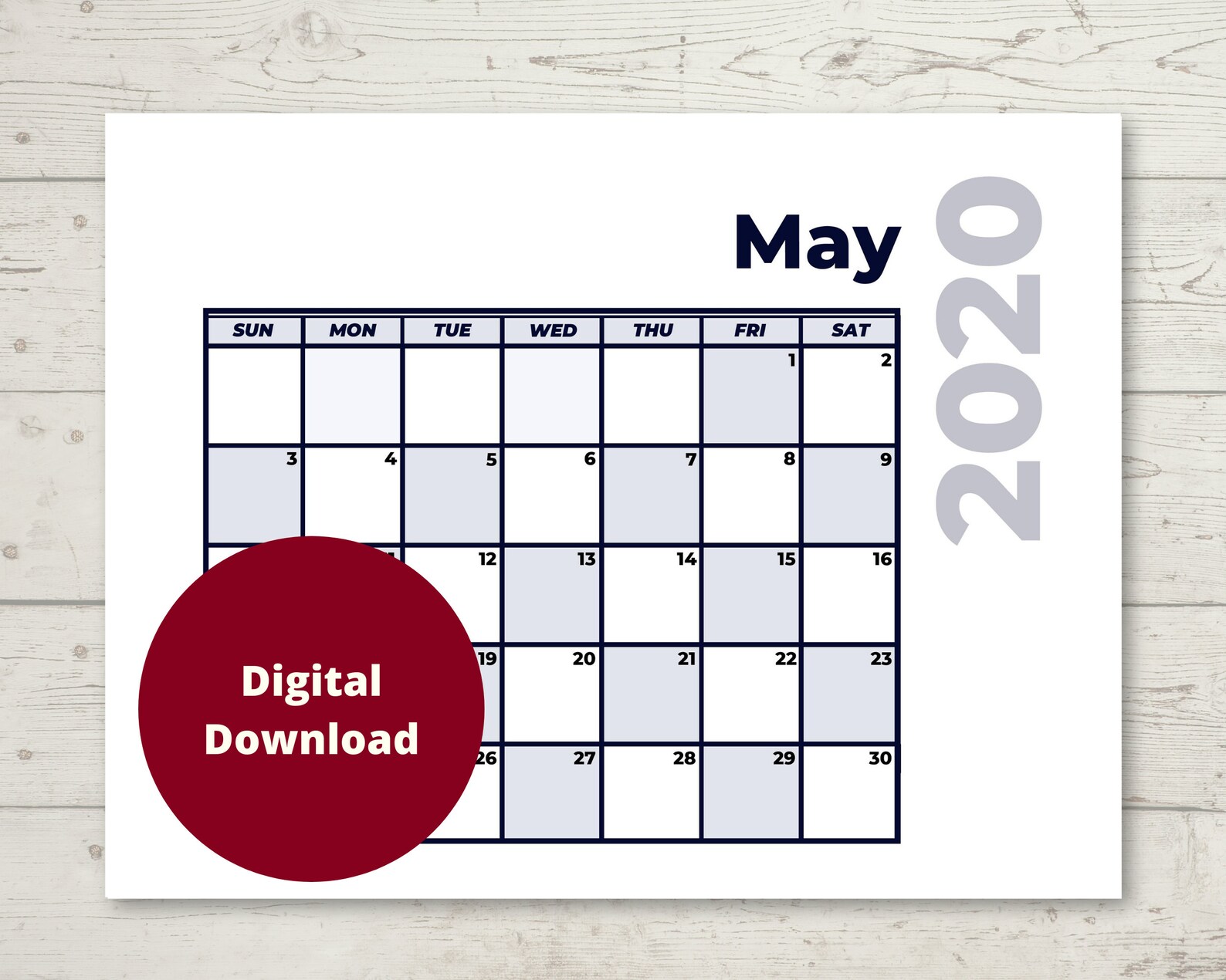2020-2021 Printable Calendar | Digital Download | Letter 8.5" X 11 ...