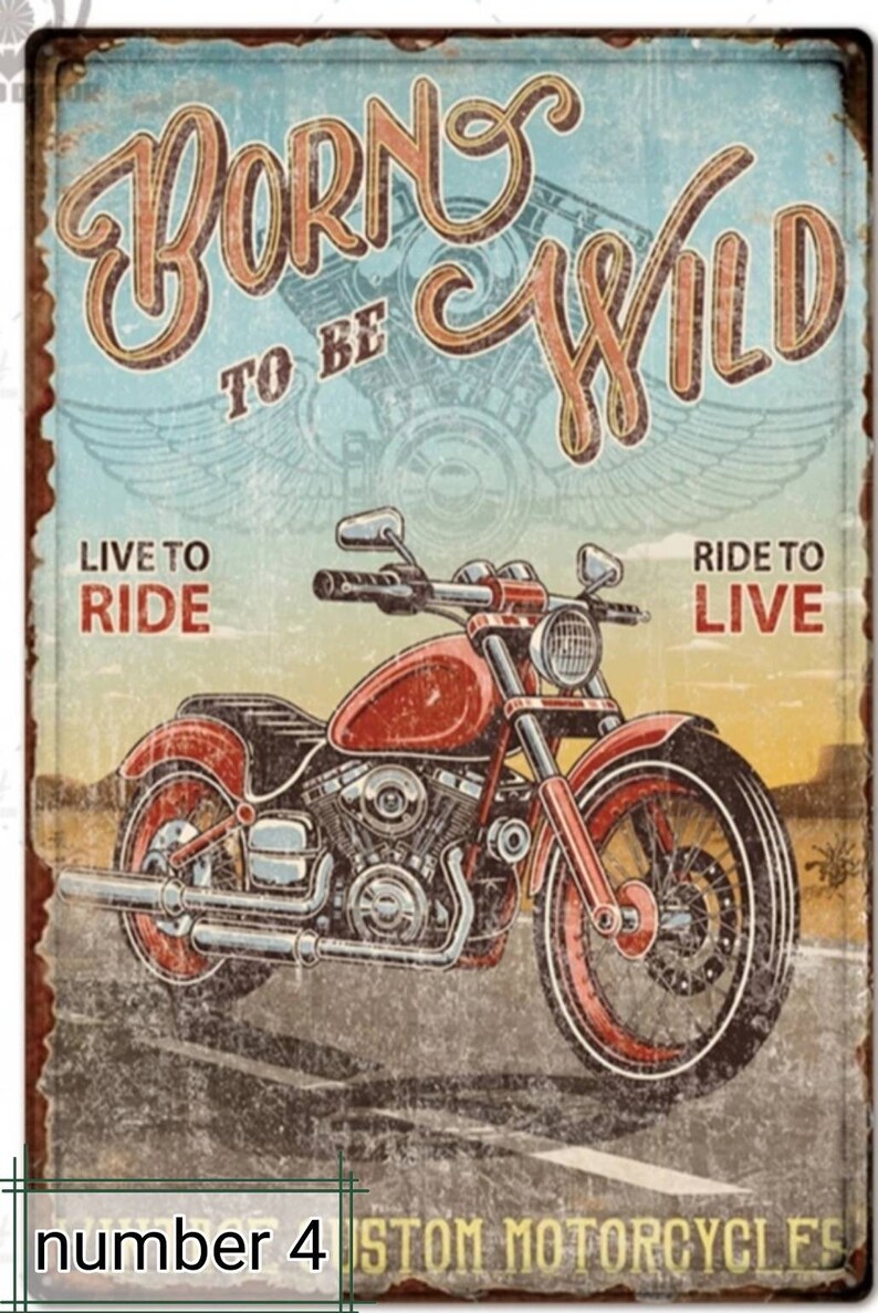 Retro Motorcycle Tin Signs. Ready to Ship. - Etsy