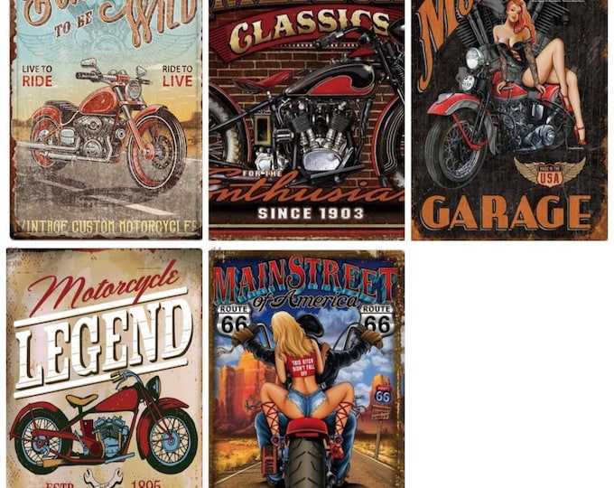 Retro Motorcycle Tin Signs. Ready to Ship. - Etsy