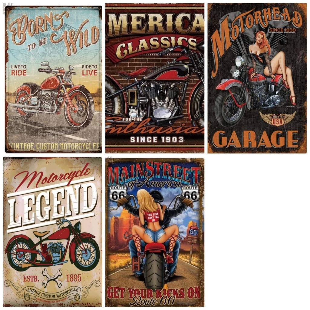 Retro Motorcycle Tin Signs. Ready to Ship. | Etsy