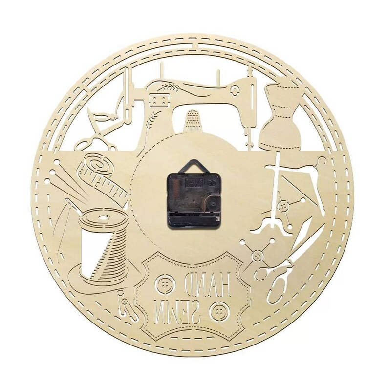 Sewing Machine Wall Clock With Laser Cut Wood. Vintage Look | Etsy