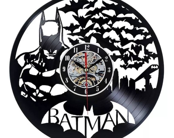 Retro Batman Wall Clock Laser Cut in a Vintage Long Play Vinyl Record ...