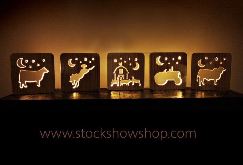 Cowboy & Cactus Wood Light, Night Light, Rodeo, 4H, Stock Show Kid ...