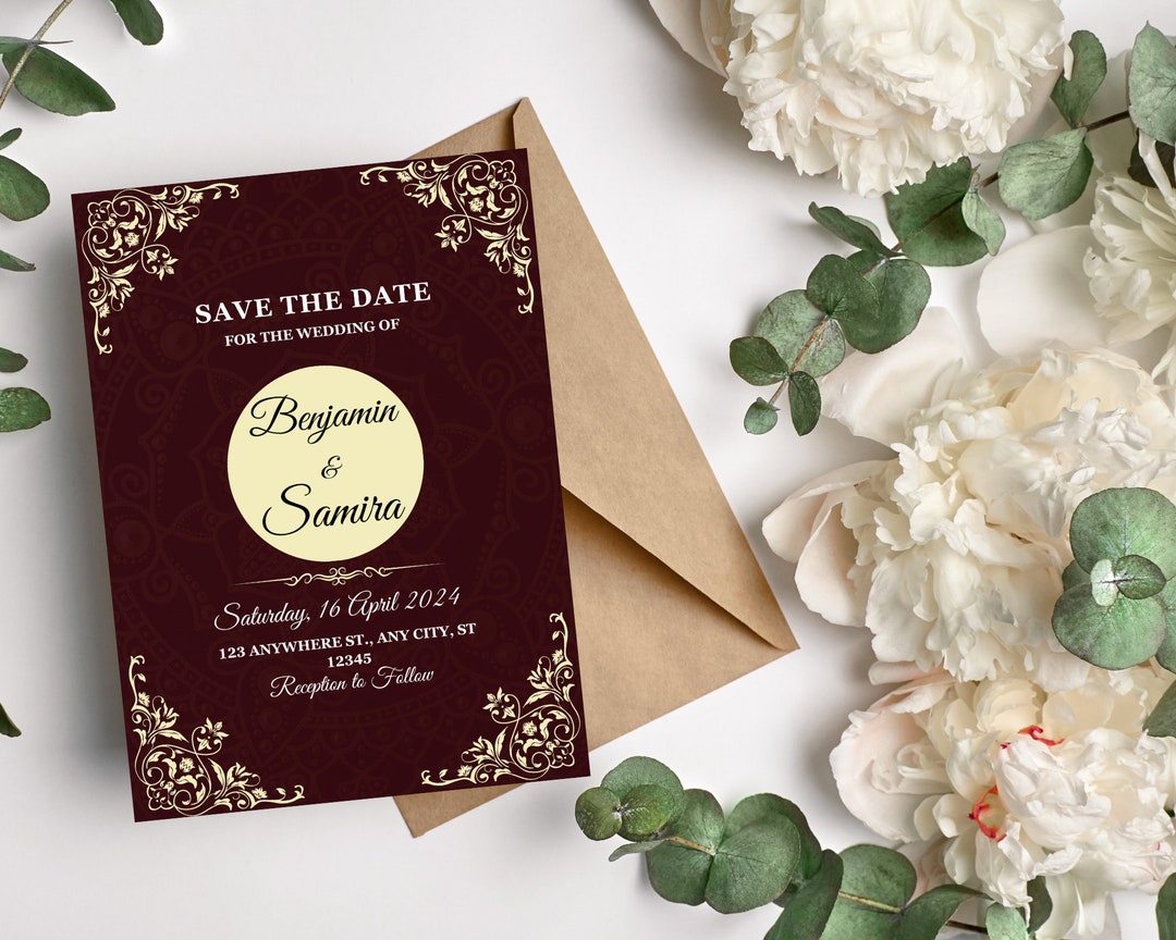 Dark Red Wedding Invitation Card Ravishing Romance: Dark Red Wedding ...