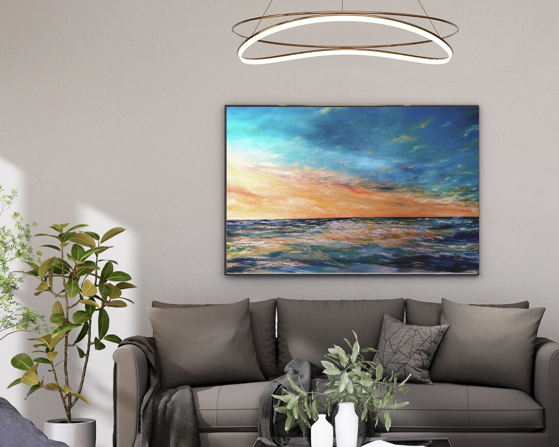 Landscape Sunset Digital Minimalist Art Print Serenity Unveiled ...