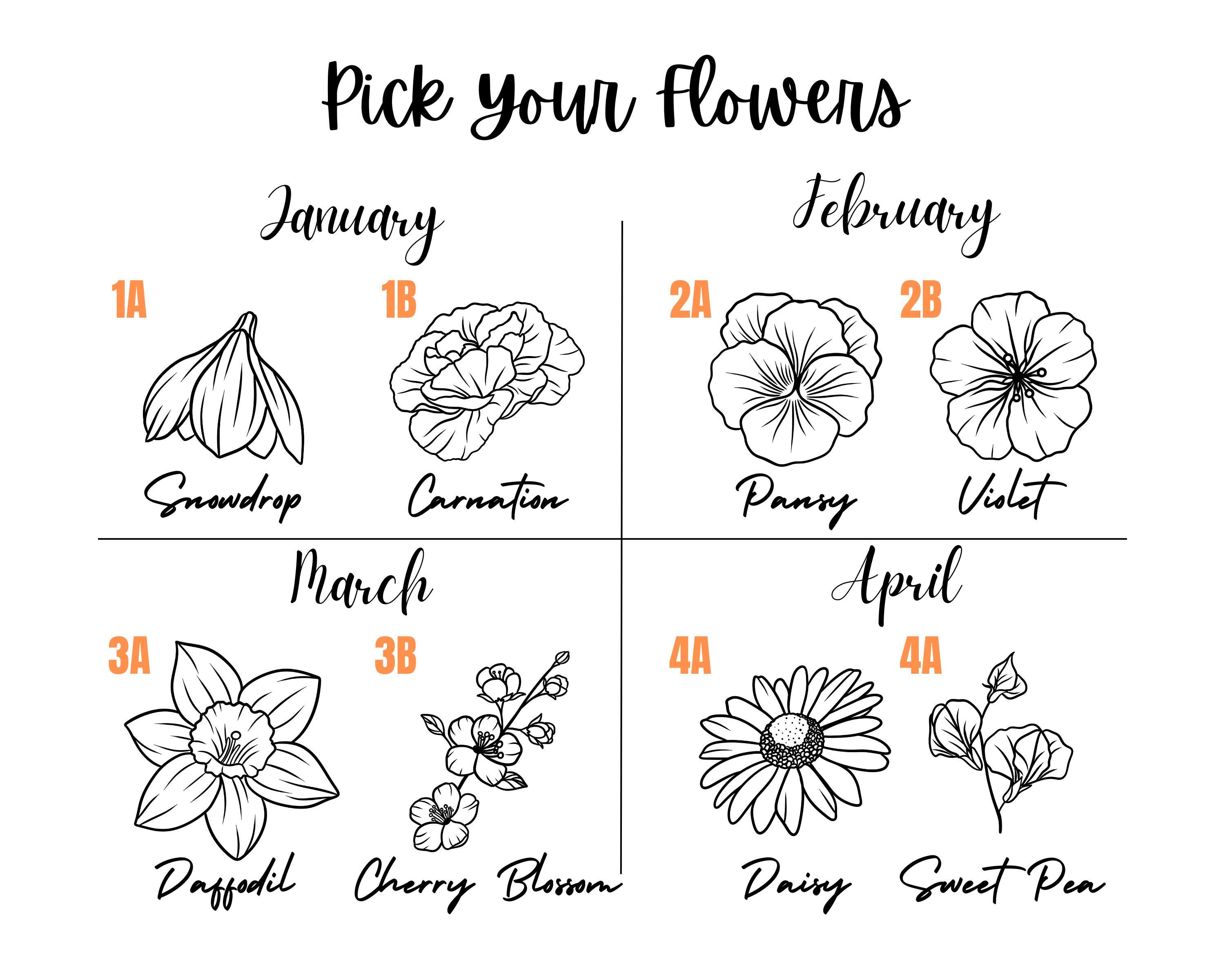 Custom Family Birth Flower Bouquet, Family Birth Month Tattoo Design ...