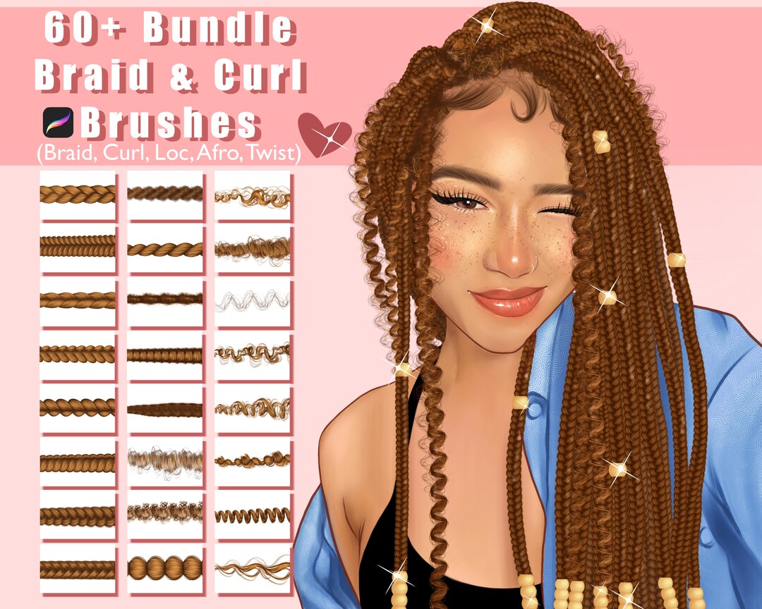 60 Procreate Braid and Curl Brushes Braid Loc Curl Afro - Etsy UK