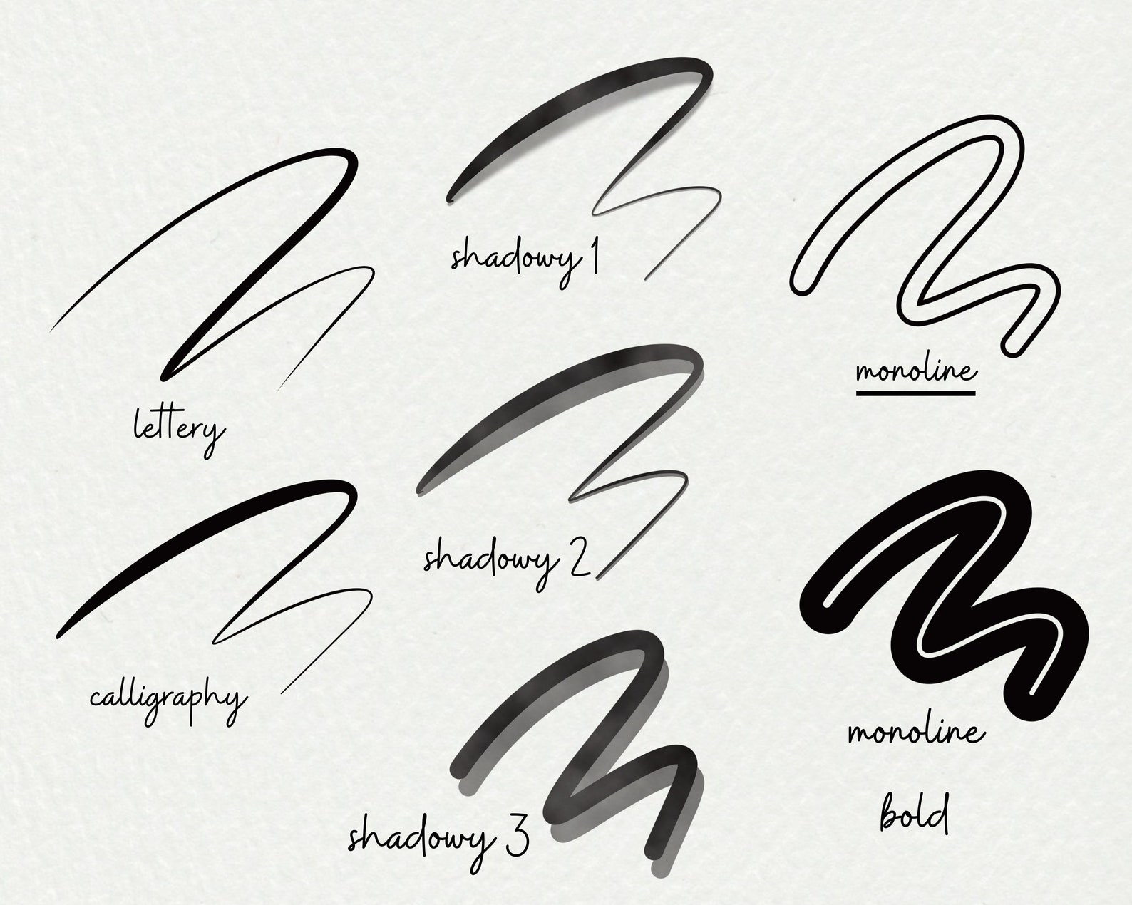 Lettering Brush Bundle for Procreate Monoline Brush Shadow | Etsy