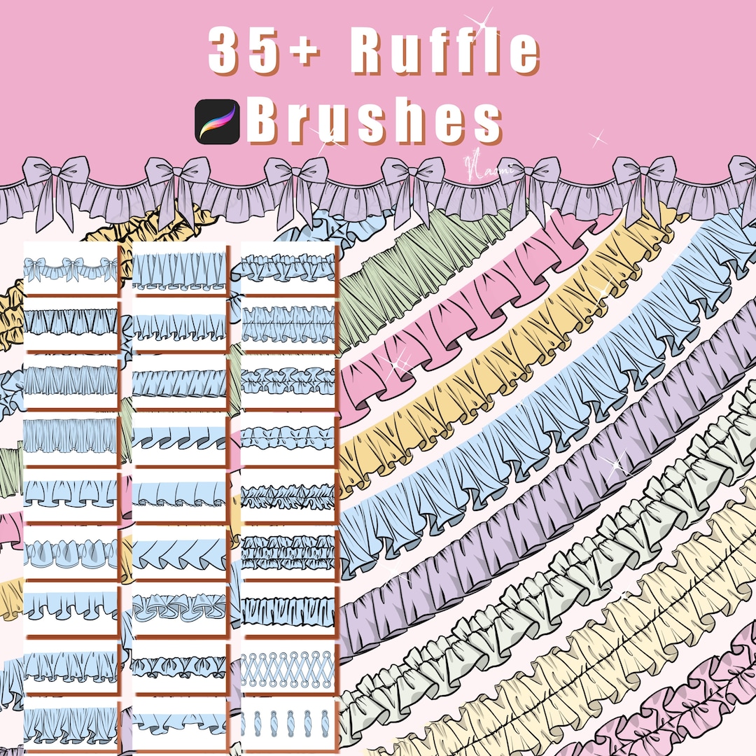 35 Procreate Ruffle Brushes, Waistband Brush, Lace Brush, Procreate ...