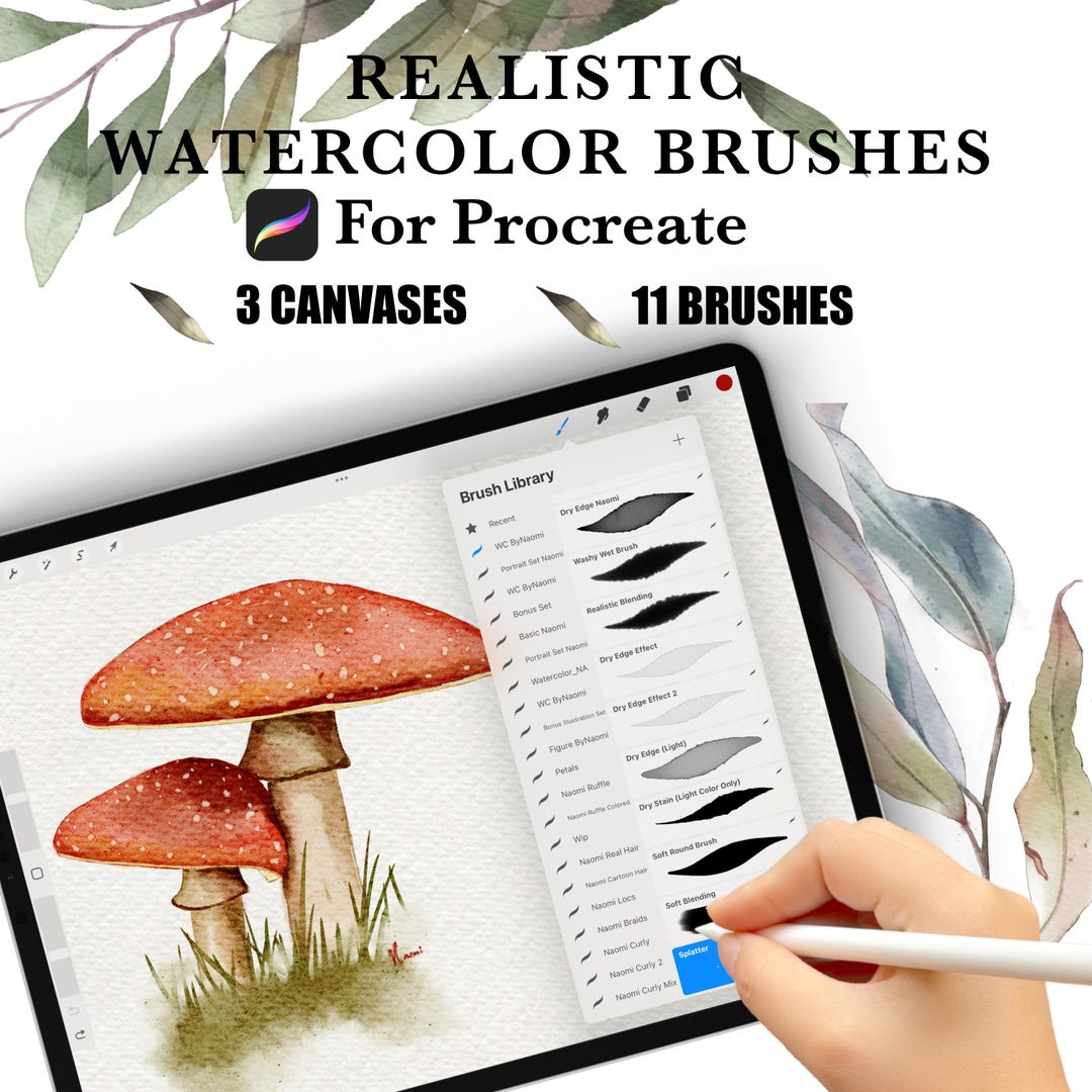Realistic Watercolor Brushes for Procreate , Watercolor Brush Set ...